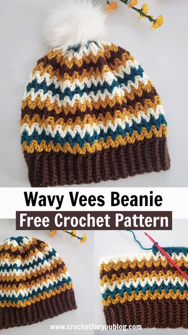 Wavy Vees Crochet Beanie Free Pattern - Crochet For You